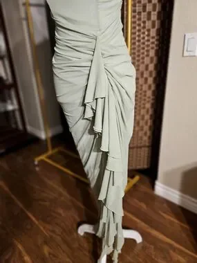 SHEIN | Dresses | Shein Light Sage Green Ruffle Draped Maxi Dress ...